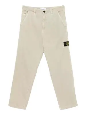Stone Island Logo-patch Straight-leg Trousers - Neutrals