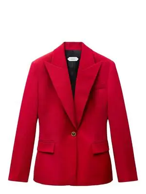 Versace Wool Grain De Poudre Blazer With Medusa Button - Red