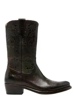 ERALDO Floral-Embossed Leather Boots
