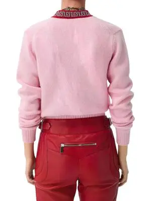 VERSACE Versace Wool & Cashmere Knit Cardigan With Greca V-Neck