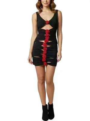MAGDA BUTRYM Rose-embellished Ruched Mini Dress