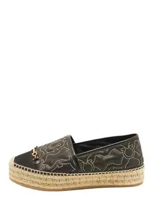 SALVATORE FERRAGAMO Ferragamo Leather Gancini Hardware Vara Bow Espadrille Flats