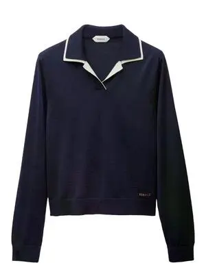 Versace Long-sleeve Wool Knit Polo Jumper - Blue