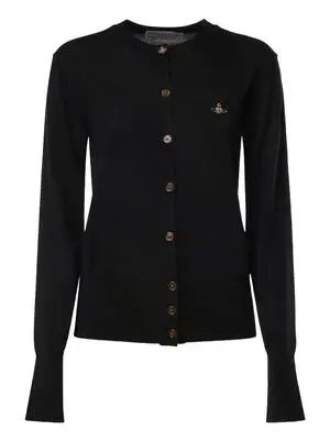 VIVIENNE WESTWOOD Orb-embroidered Button-up Cardigan - Black