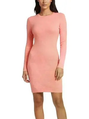 Fendi Zucca-jacquard Long-sleeved Mini Dress - Pink