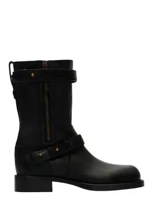 BURBERRY Burberry Block Heel Biker Boots