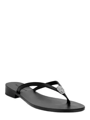 Philipp Plein Nappa Flip-flop Sandals Crystal Skull - Black