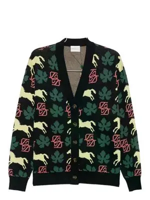 Drole De Monsieur Intarsia-knit Cardigan - Black