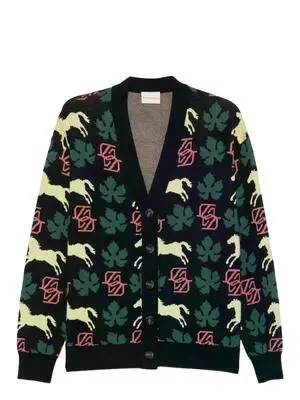 Drole De Monsieur Intarsia-knit Cardigan - Black