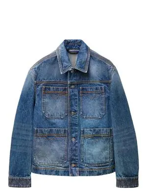 Versace Denim Blouson Jacket With Medusa Buttons - Blue