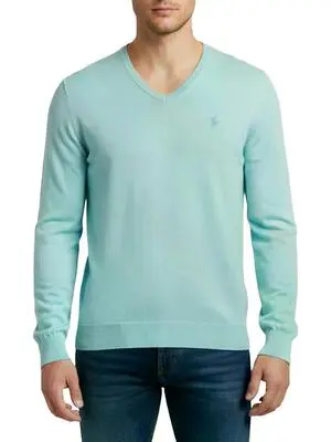 Polo Ralph Lauren Logo-embroidered V-neck Sweater - Blue