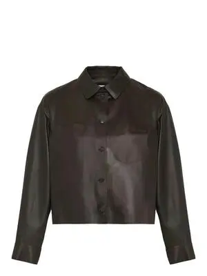 YVES SALOMON Leather Shirt - Brown