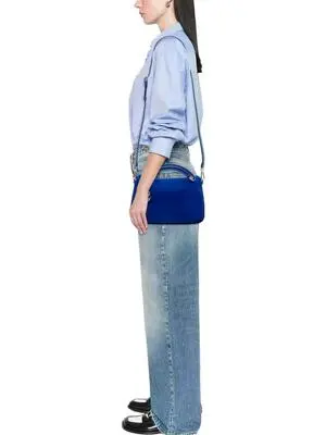 Dior 2015 Suede Dune Flap Bag Satchel Blue