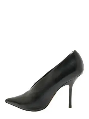 Celine V-neck Pointed-toe Leather Pumps - Black