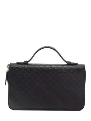 Gucci Double Zip Guccissima Clutch Bag - Black