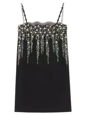 Valentino Garavani Embroidered Crepe Couture Short Dress - Black