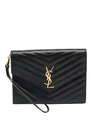 Saint Laurent Cassandre Matelassé Envelope Clutch Bag - Black