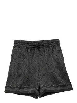 Casablanca Monogram-print Silk-twill Shorts - Black