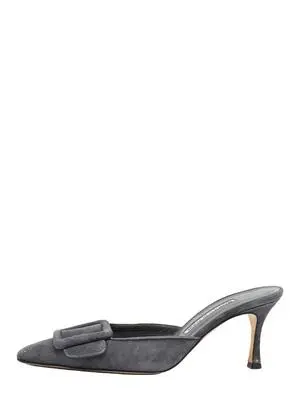 Manolo Blahnik Manolo Blahnik Maysale Buckled Heeled Mules Grey