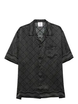Casablanca Radiating Monogram Silk Shirt - Black