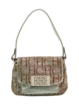 Carolina Herrera Monogram-pattern Metallic-effect Handbag - Silver