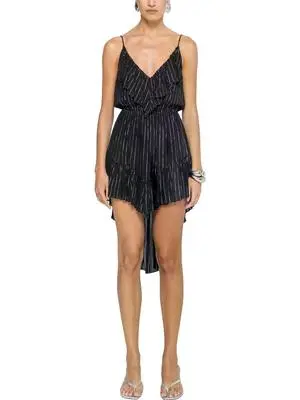 NISSA Ruffle-trim Viscose Mini Dress - Black