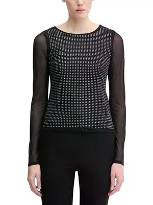 Dkny Long Sleeve Dotted Pattern Top - Black