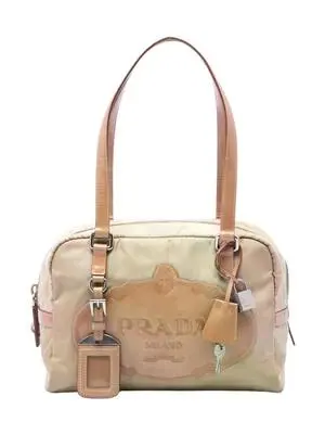 Prada 2000-2013 Tessuto Canapa Logo Shoulder Bag - Neutrals