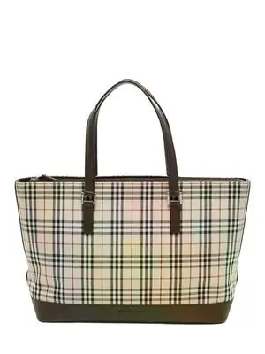 BURBERRY Burberry House Check Leather-Trim Tote Bag