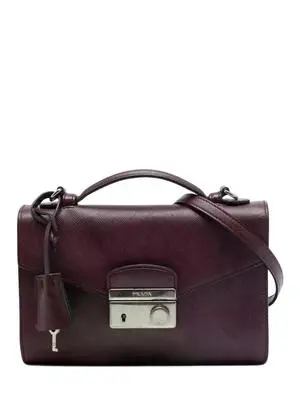 Prada 2010-2026 Saffiano Lux Sound Lock Satchel - Red