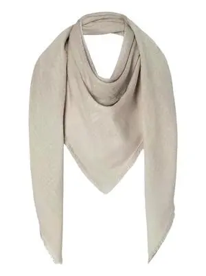 Fendi Ff Logo Frayed Scarf - Neutrals