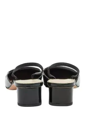 Dior Christian Dior Black Patent Leather Slingback Block Heel Pumps Black