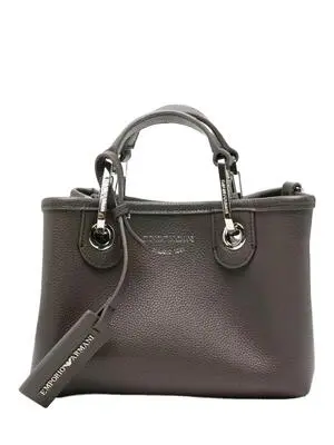 Emporio Armani Mini Myea Pebbled-texture Tote Bag Grey