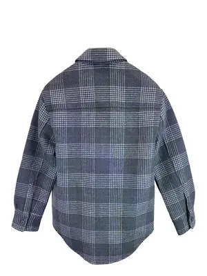 REFORMATION Plaid Print Wool Jacket - Blue