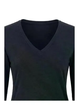 JUVIA Slub-texture V-neck Top - Blue