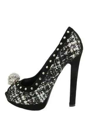 Alexander McQueen Skull Peep-toe Pumps - Black