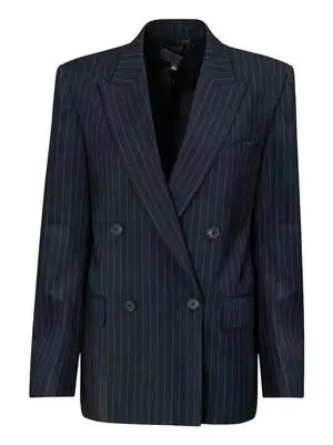 NILI LOTAN Double-breasted Pinstriped Blazer - Blue