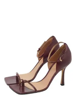 Bottega Veneta Square-toe Ankle-strap High Stiletto Sandals - Red
