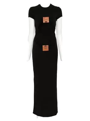 JEAN PAUL GAULTIER Logo-patch Gathered Maxi Dress - Black