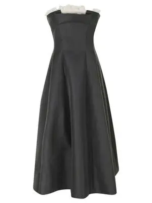 Alberta Ferretti Maxi Ruffled-trim Strapless Dress - Black