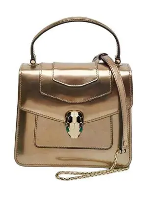 BVLGARI Serpenti Forever Leather Tote Bag - Brown