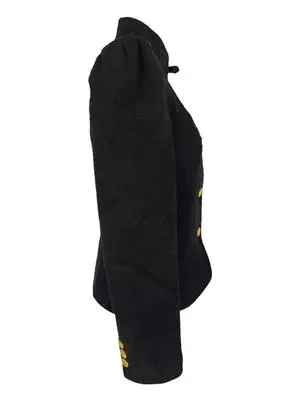 Alessandra Rich Tweed Boucle Nehru Collar Jacket In Wool - Black