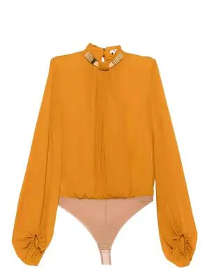 Elisabetta Franchi Gold-tone Plaque Blouse - Orange