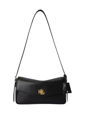 Ralph Lauren Logo-plaque Leather Shoulder Bag - Black