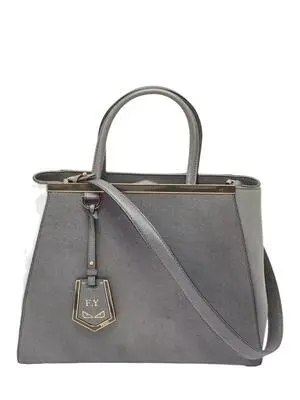 Fendi 2013 Medium 2jours Leather Tote Bag Grey