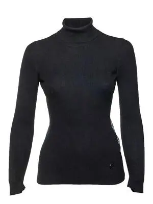 Gucci Ribbed Turtleneck Long Sleeve Sweater - Black