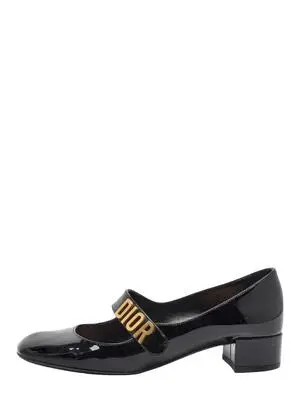 Dior Patent Leather Logo Lettering Pumps - Black