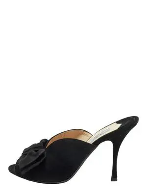 PRADA Prada Black Suede Bow Detail High Heel Sandals