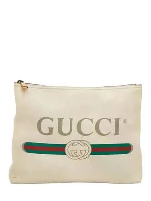 GUCCI Gucci Logo Print Clutch Bag