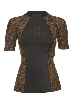 Fendi Ff Motif Paneled T-shirt - Black
